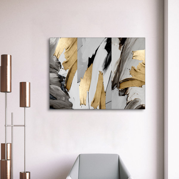 Everly Quinn Framed Canvas Wall Art Decor Painting,PRINTED Gold & Sliver Style Painting For ...